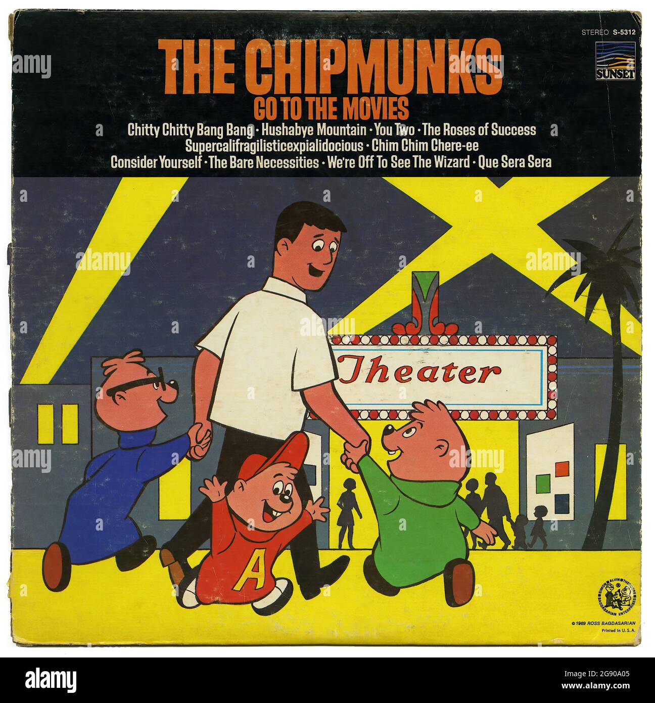The Chipmunks Go To The Movies - Vintage Vinyl Record Cover Stock Photo ...