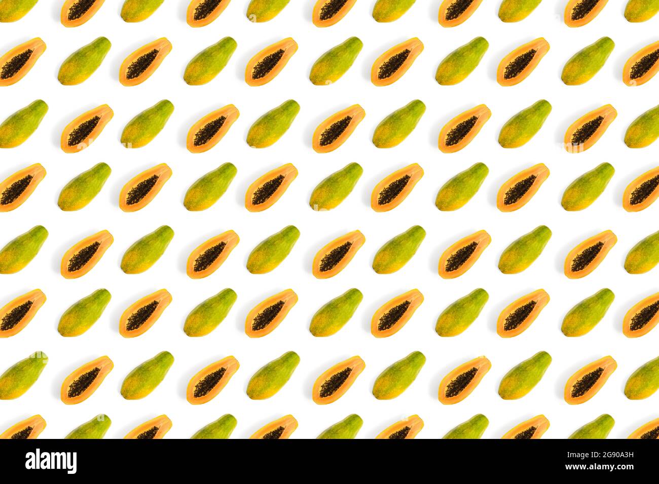 Fresh ripe papaya background on white backdrop. Tropical abstract ...