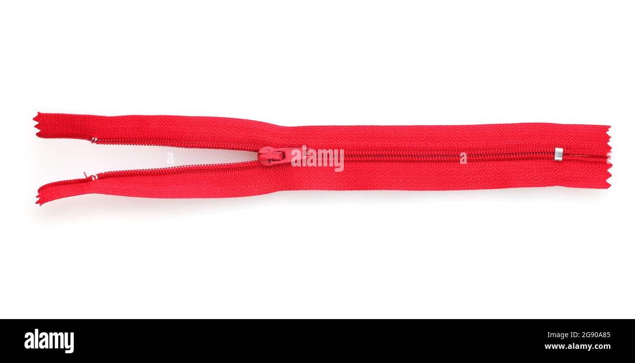 Red zipper isolated on white Stock Photo - Alamy
