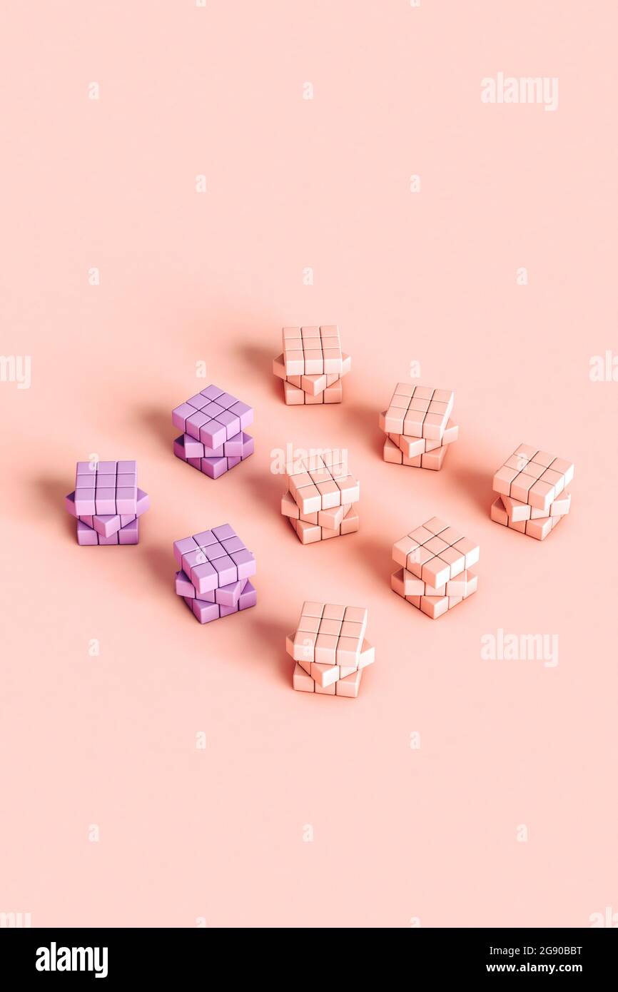 Studio shot of pastel colored blank puzzle cubes Stock Photo - Alamy