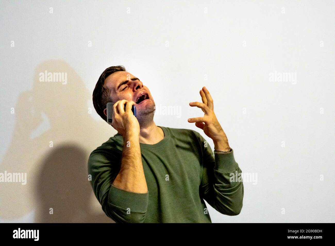 Nervous anxious man talking on hi-res stock photography and images - Alamy