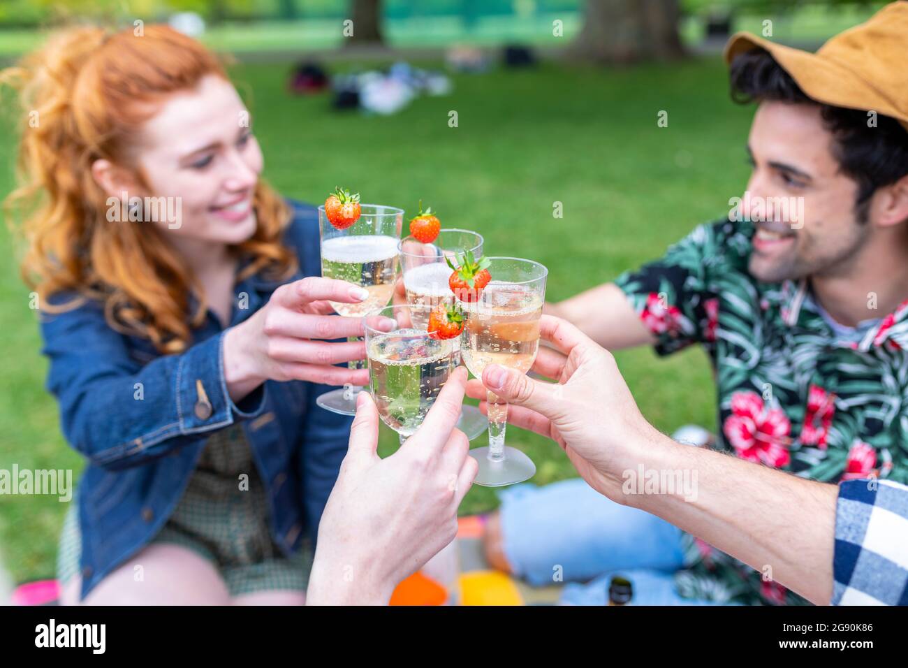 Young people toasting during hi-res stock photography and images - Alamy