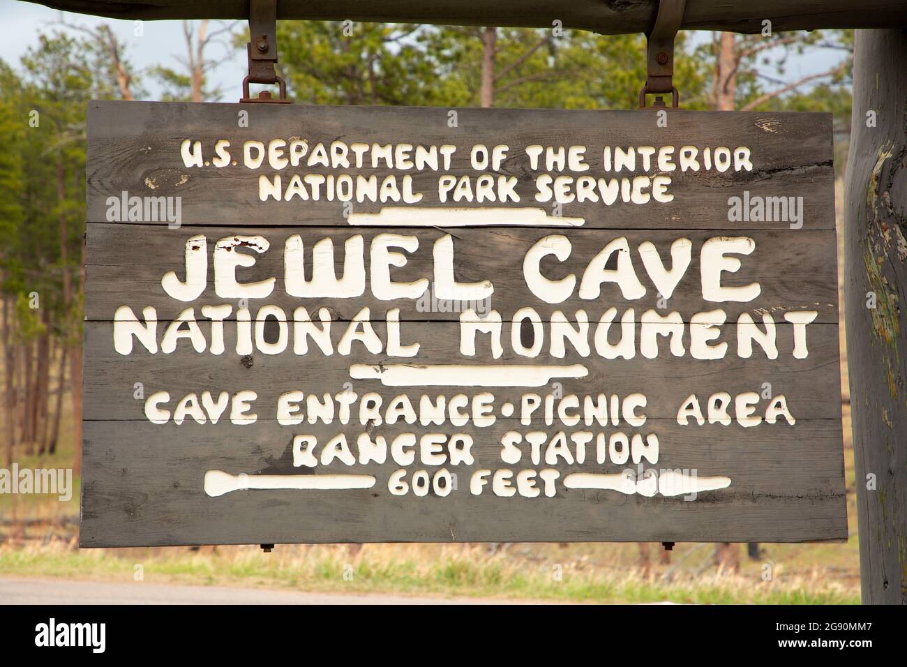 Entrance sign, Jewel Cave National Monument, South Dakota Stock Photo ...