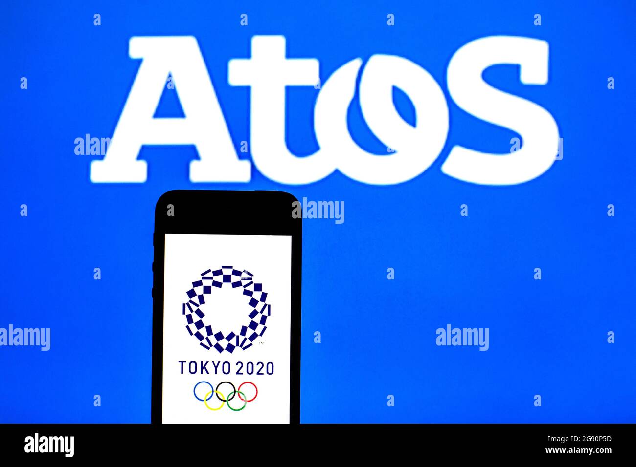 In this photo illustration a Tokyo 2020 Olympic Games logo seen ...