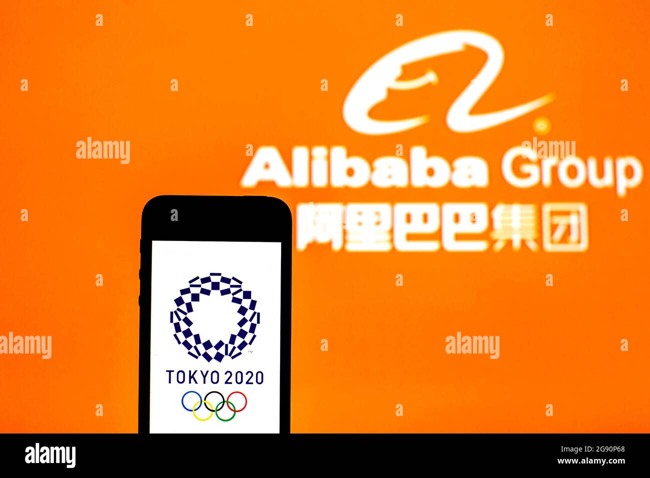 In this photo illustration a Tokyo 2020 Olympic Games logo seen ...