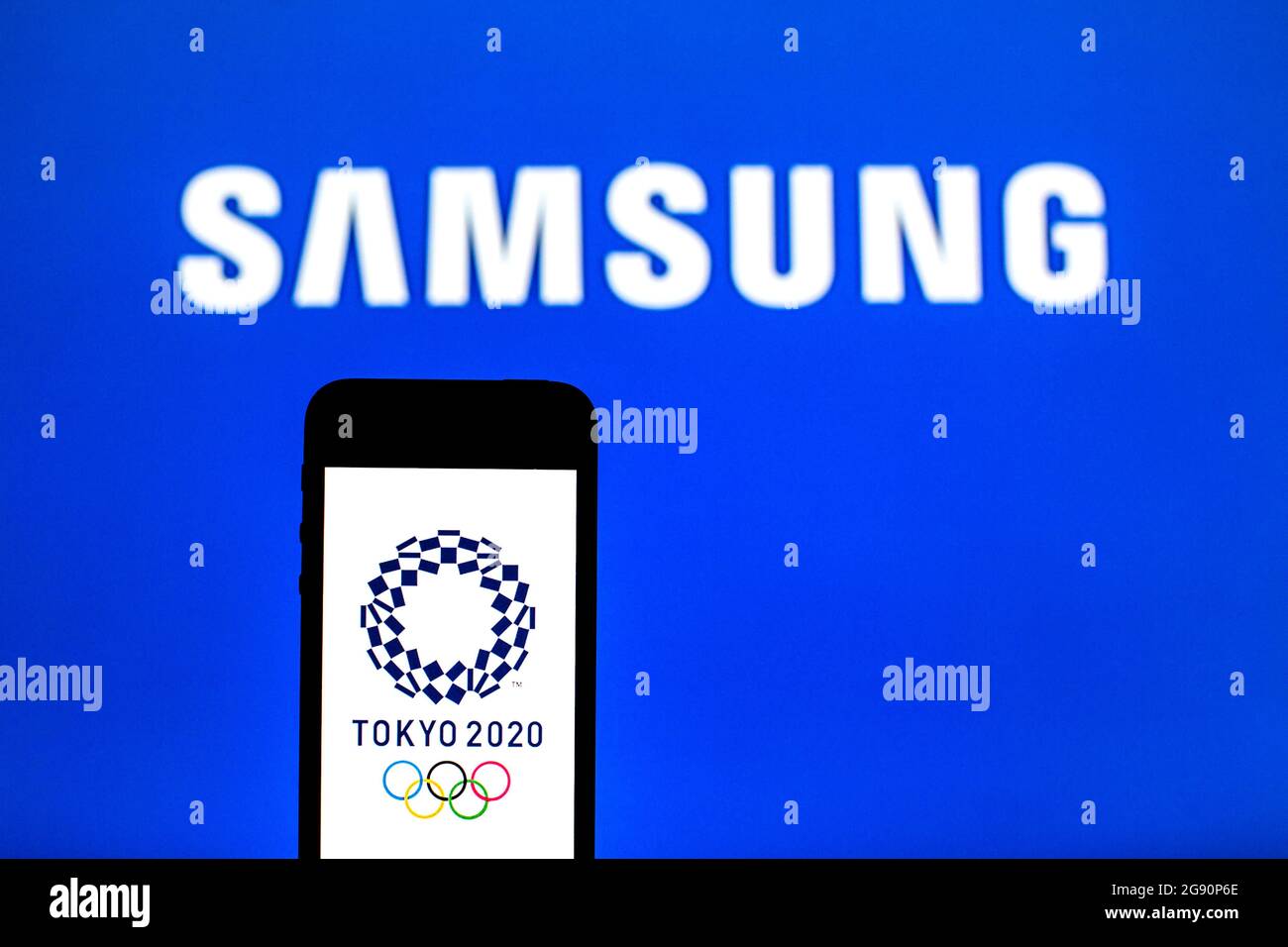 In this photo illustration a Tokyo 2020 Olympic Games logo seen ...