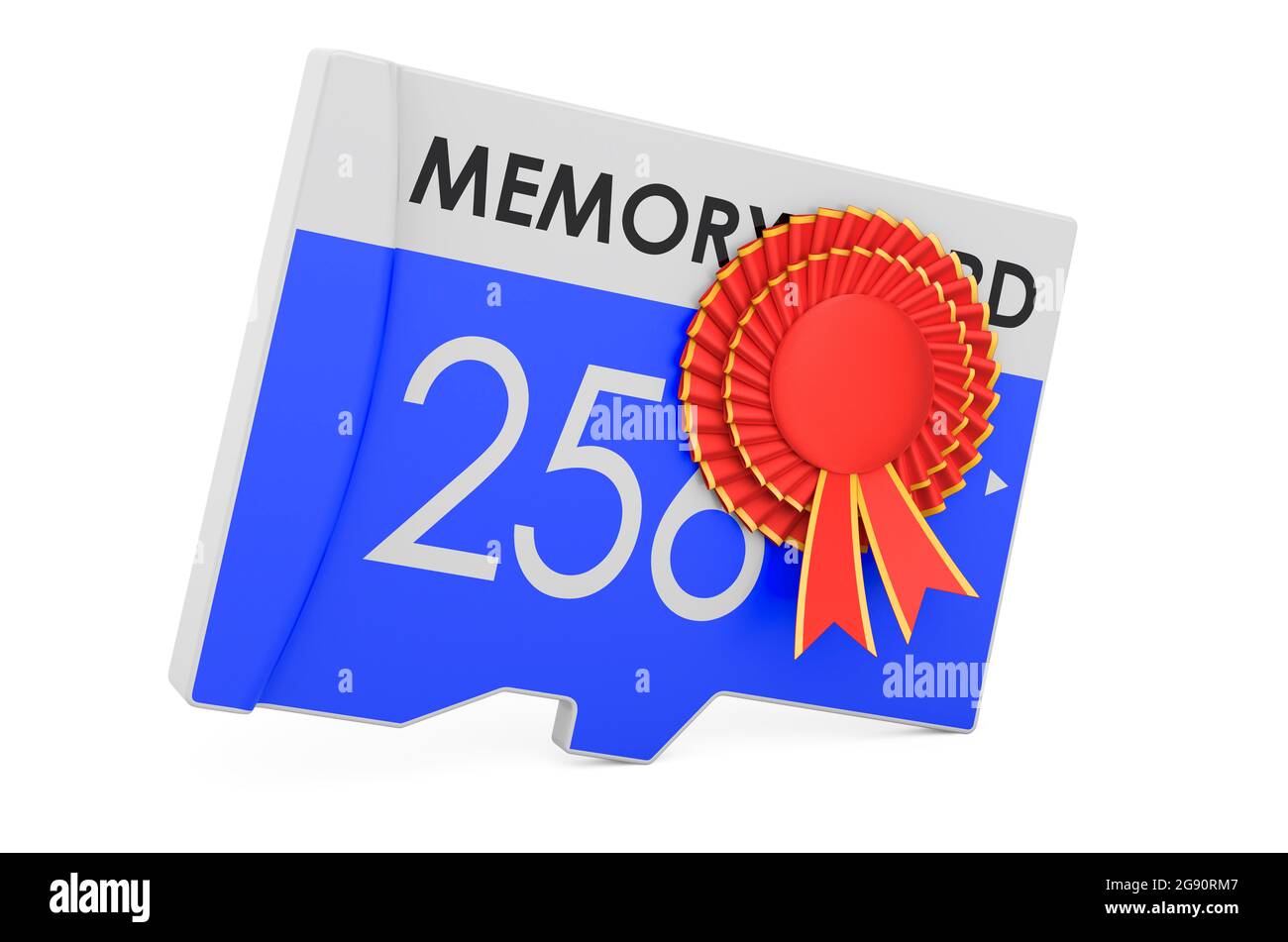 Memory card with best choice badge, 3D rendering isolated on white ...