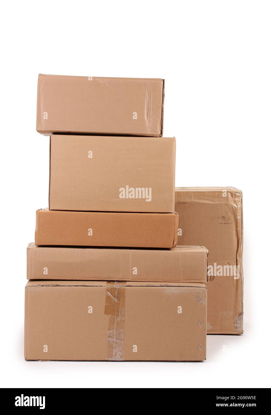 Brown cardboard boxes isolated on white Stock Photo - Alamy