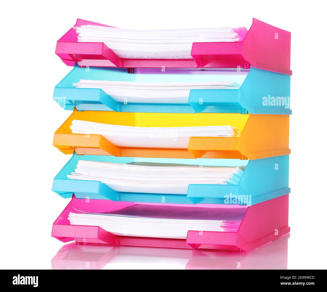 bright trays for papers isolated on white Stock Photo - Alamy