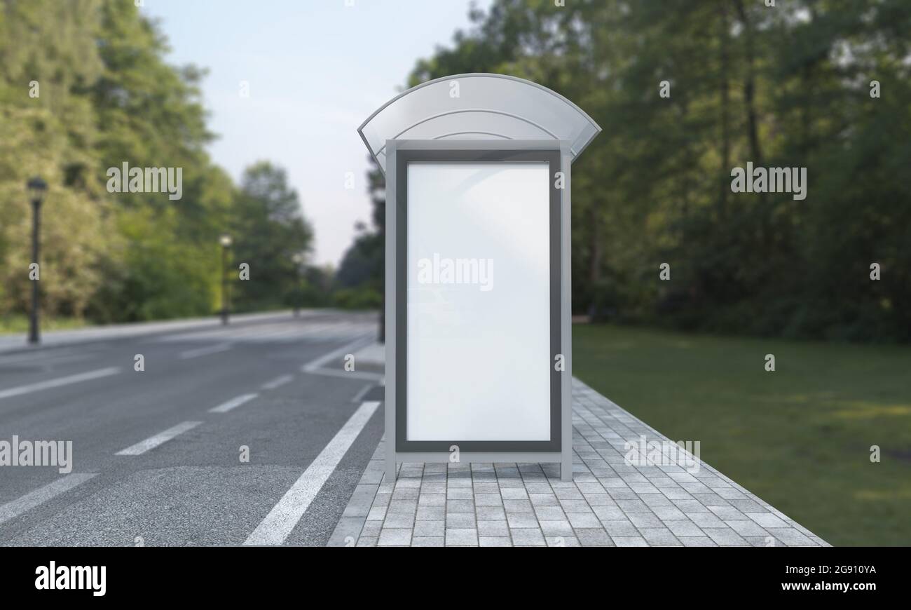 3D rendering of a bus stop with blank frames Stock Photo - Alamy