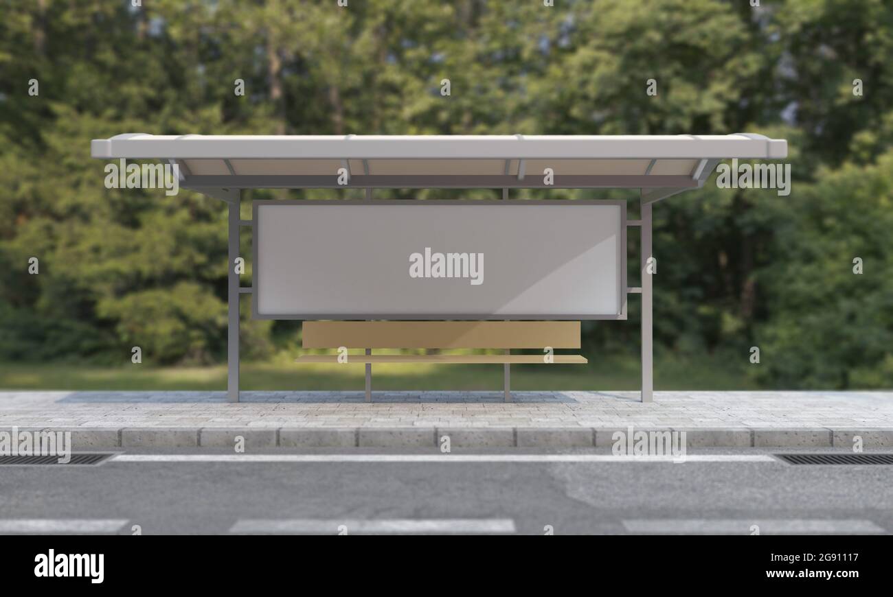 3D rendering of a bus stop with blank frames Stock Photo - Alamy