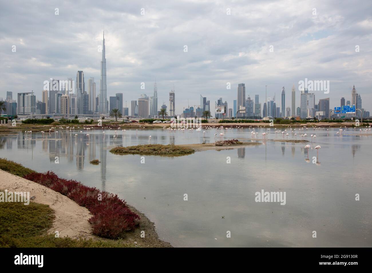 The impressive skyline including Burj Khalifa, the tallest building in ...