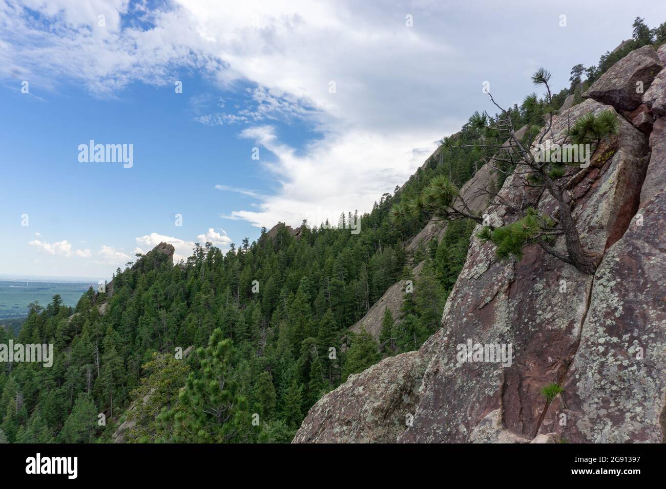View of the flatirons from Royal Arch trail Stock Photo - Alamy