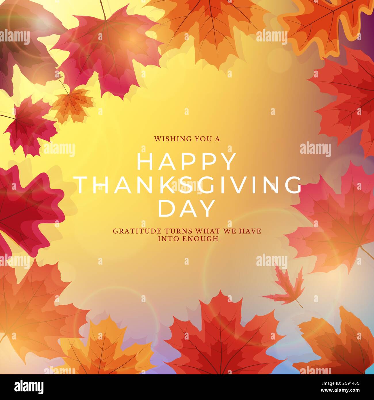 Happy Thanksgiving Holiday Background with Falling Leaves. Vector ...