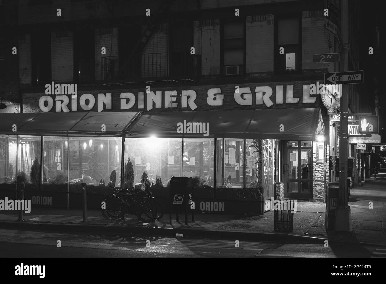 Orion Diner & Grill neon sign at night, in Manhattan, New York City ...