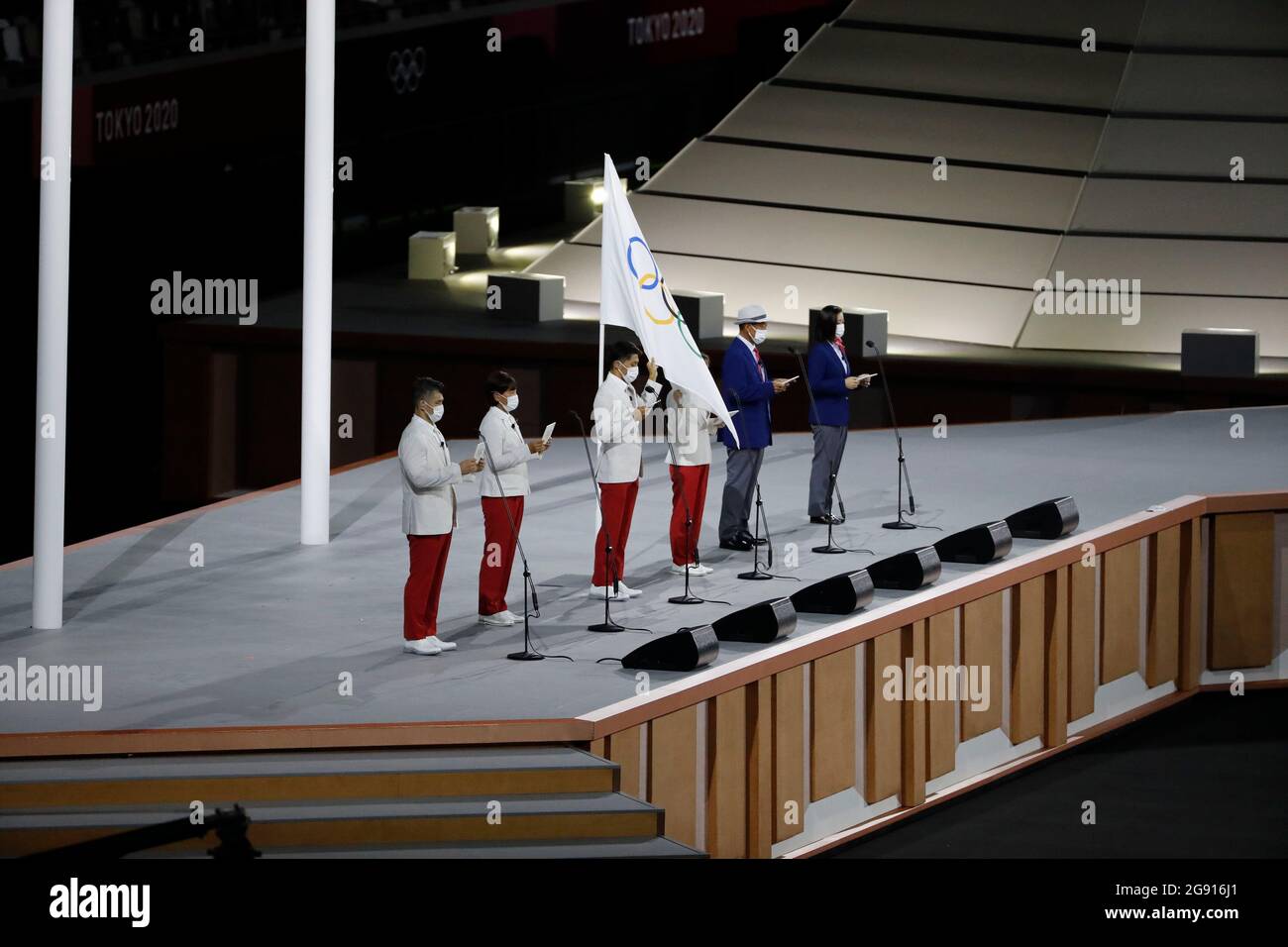Tokyo, Japan. 23rd July, 2021. Athletes take the pledge at the Opening ...
