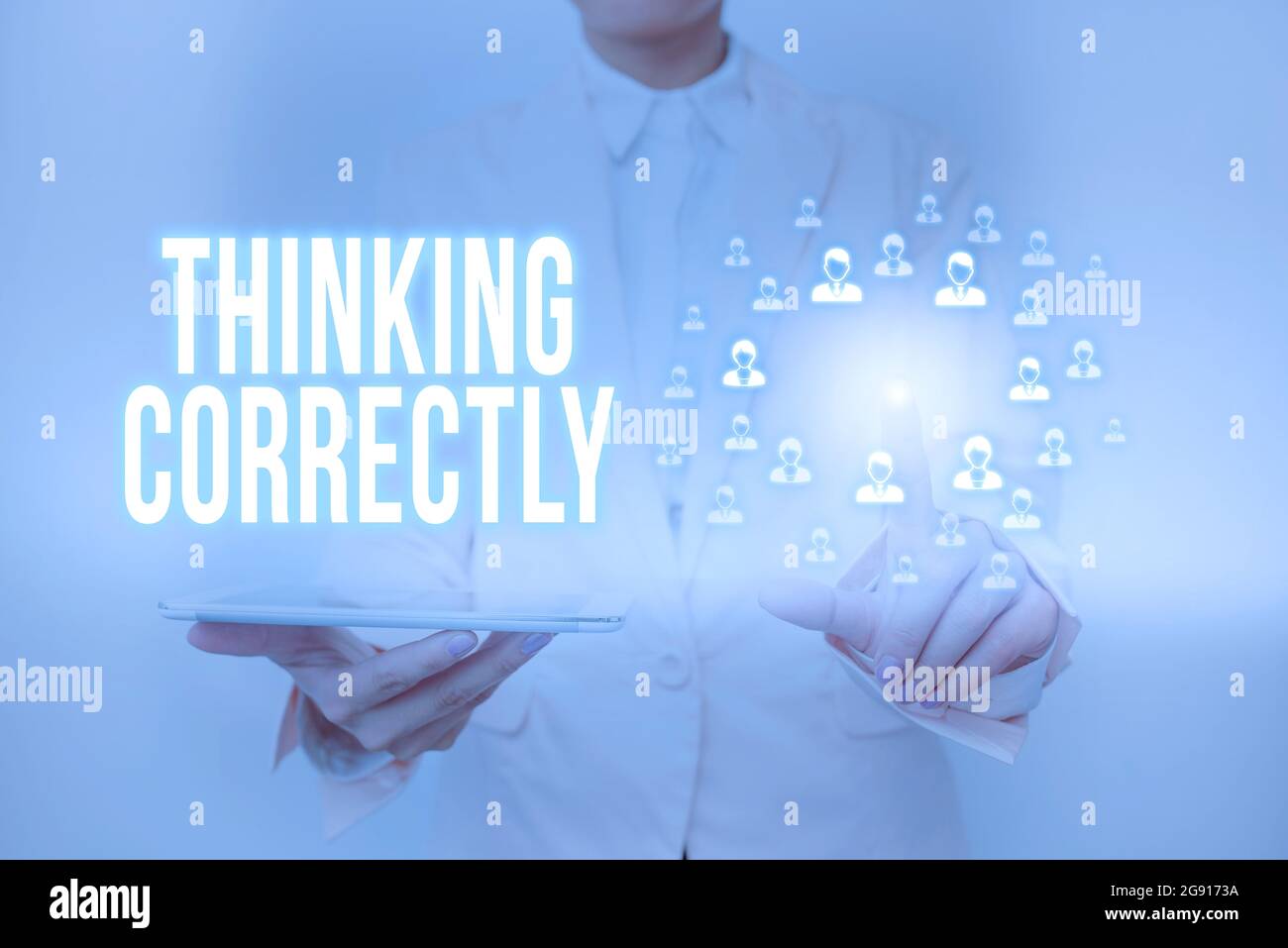 Conceptual caption Thinking Correctly. Business overview principle that ...