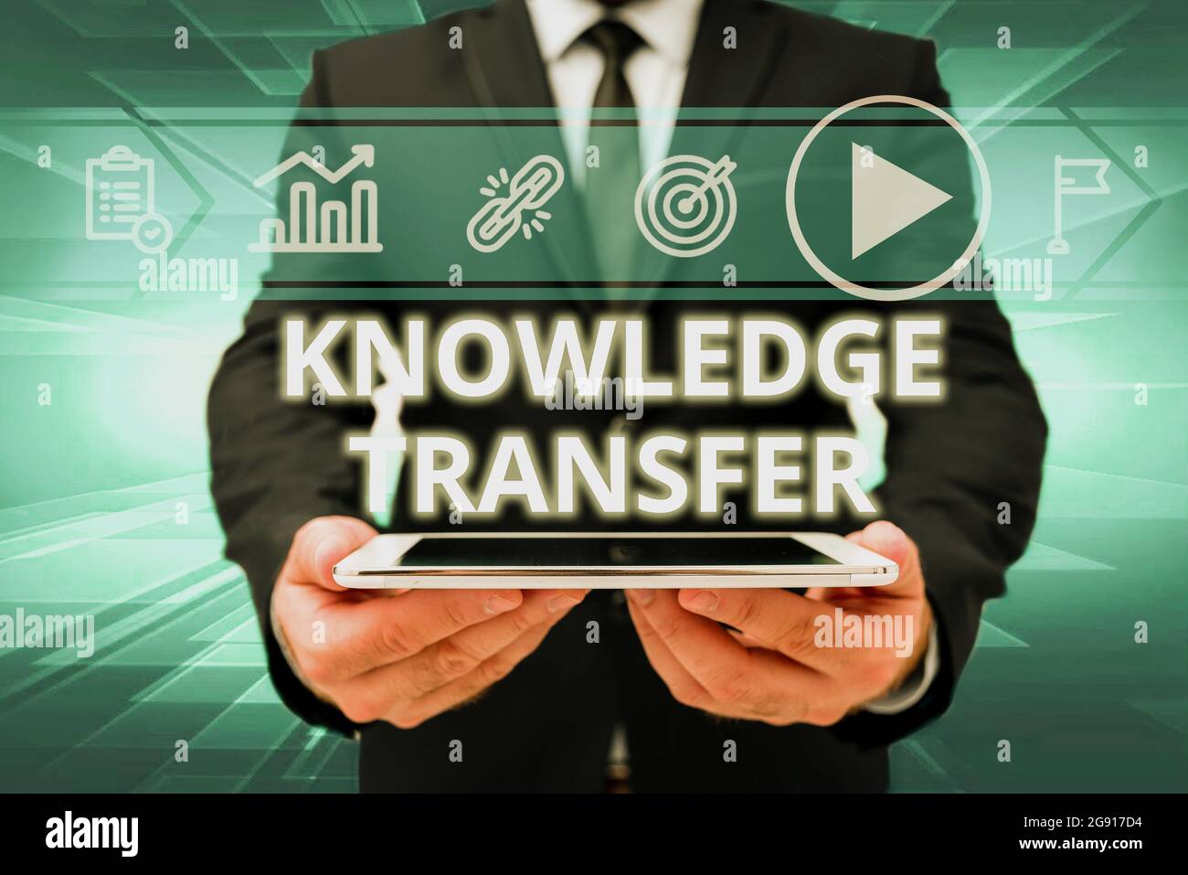 Text caption presenting Knowledge Transfer. Concept meaning sharing or ...