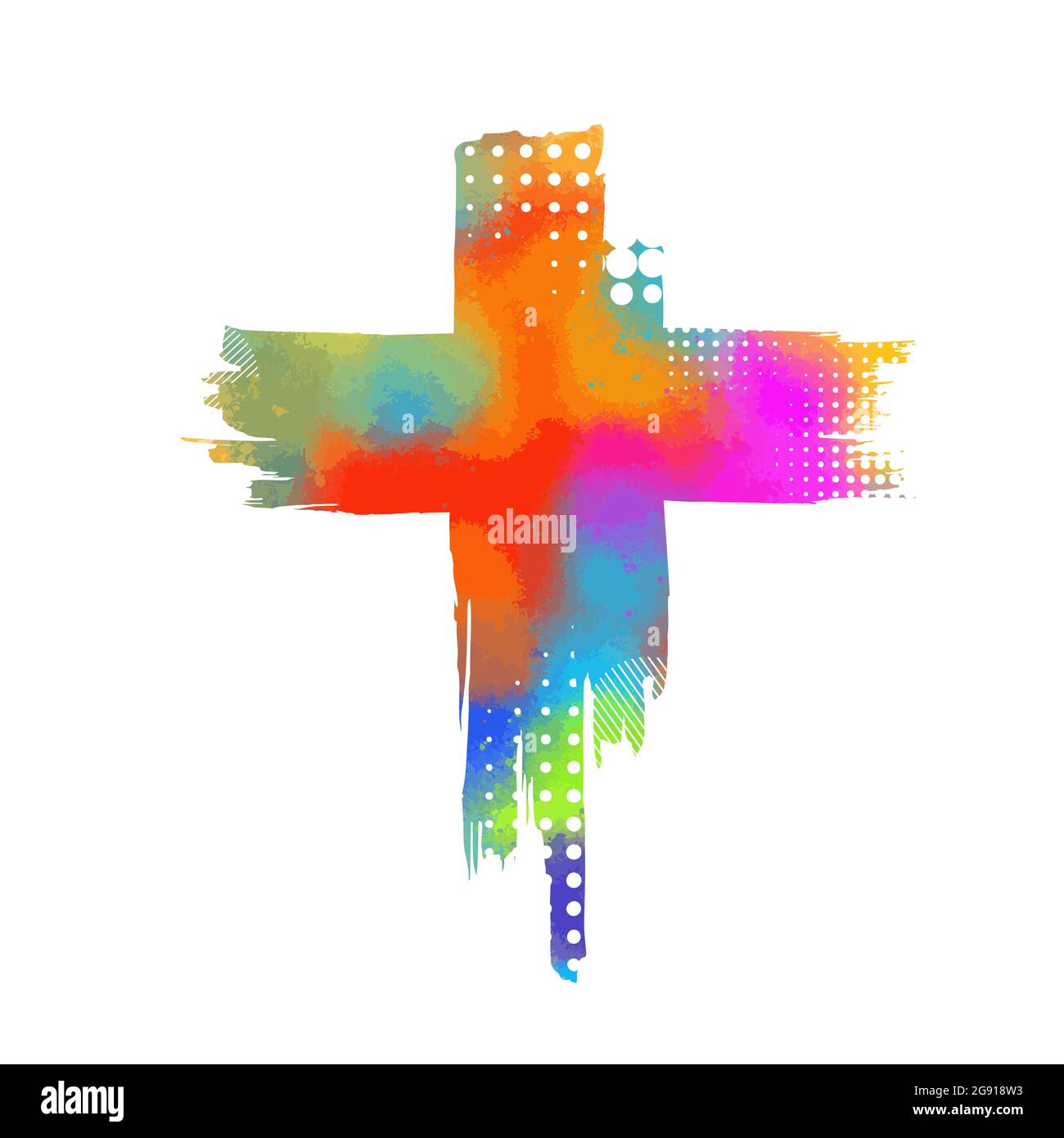 Multi-colored cross. Cross made of rainbow blots. Vector illustration ...