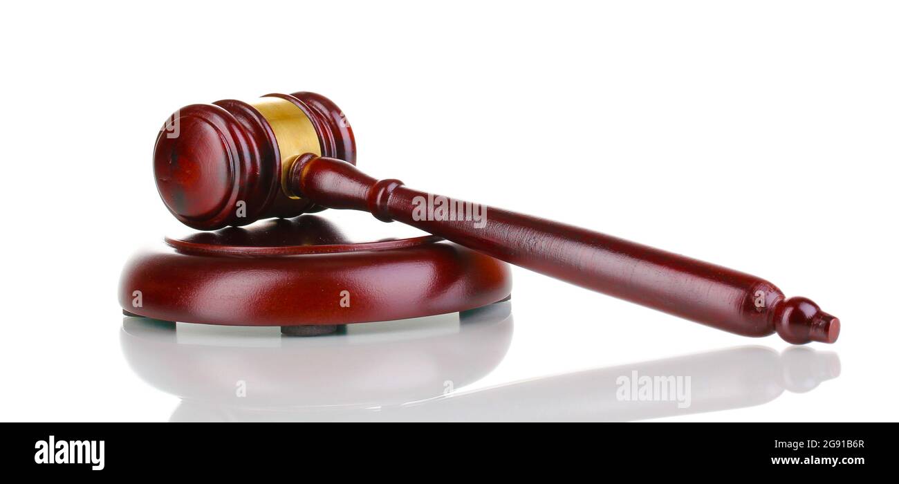 Judge's gavel isolated on white Stock Photo - Alamy