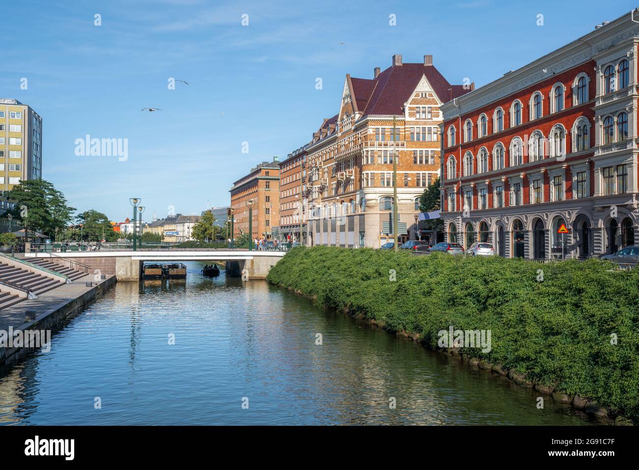 Canal view of Malmo and old buildings - Malmo, Sweden Stock Photo - Alamy