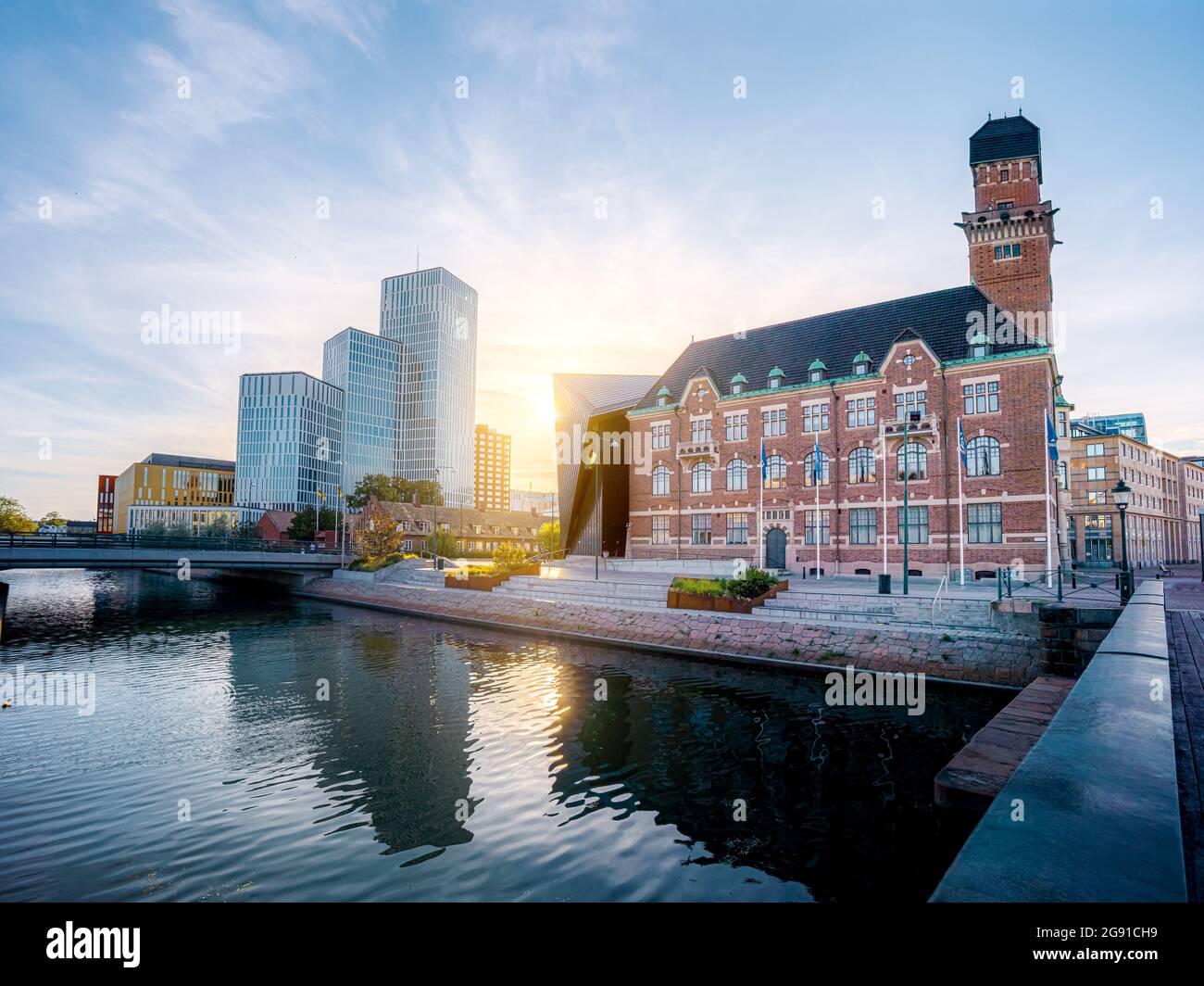 Malmo Skyline at Sunset - Malmo, Sweden Stock Photo - Alamy
