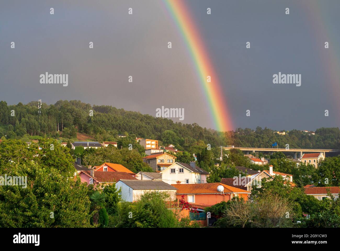 Rainbow sea over city aerial hi-res stock photography and images - Alamy