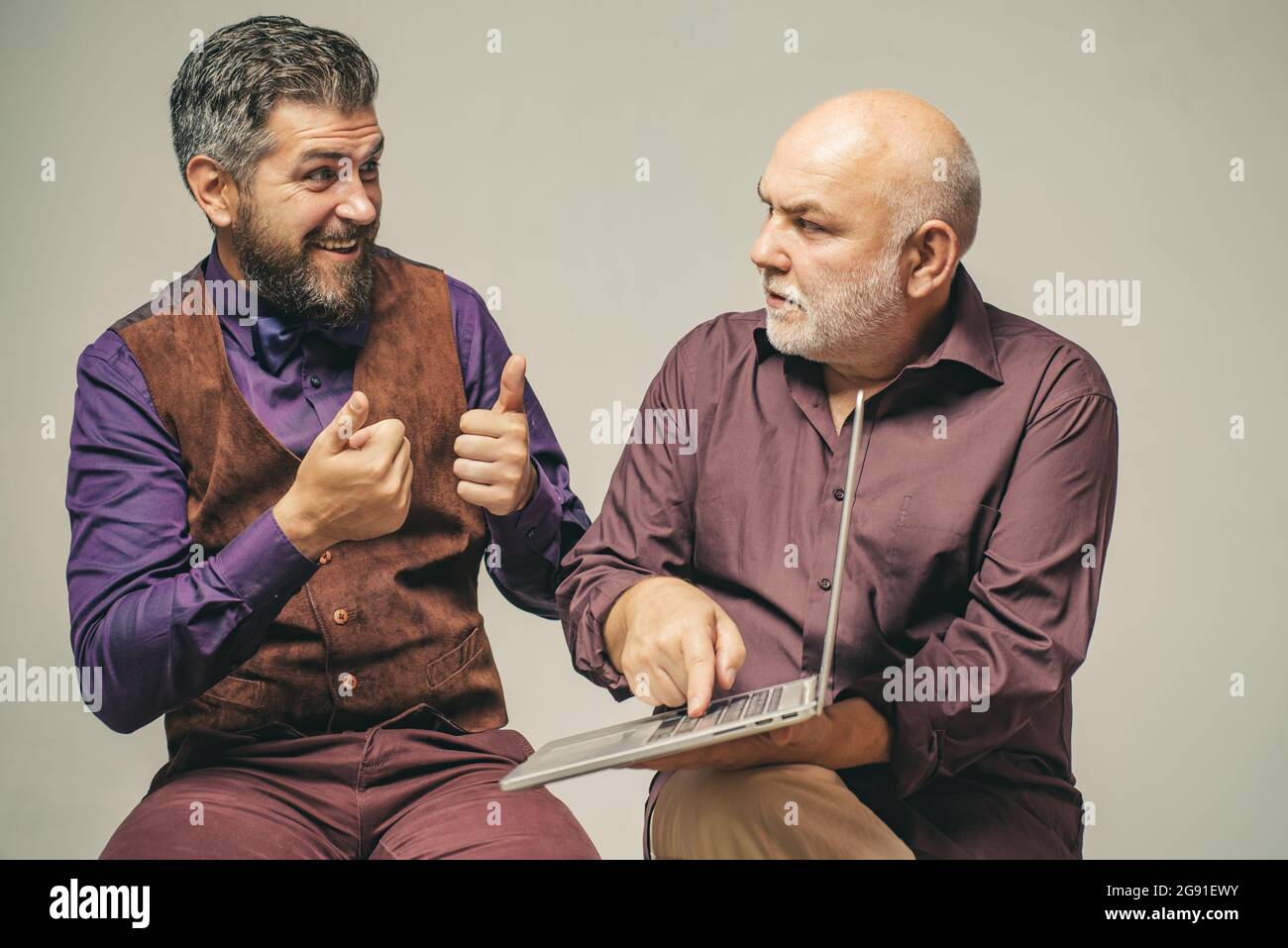 Adult learning. Technology learning, son teaching senior dad Stock ...