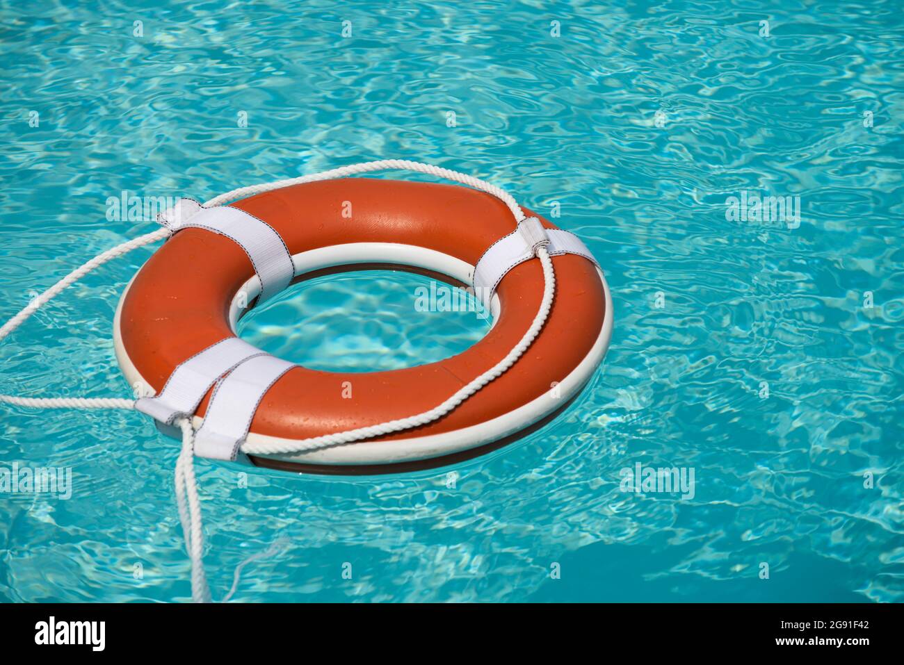 Safety equipment, Life buoy or rescue buoy floating on sea to rescue ...