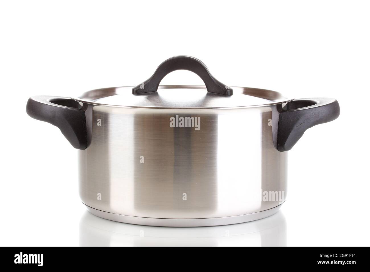 Stainless steel cooking pot isolated on white Stock Photo - Alamy