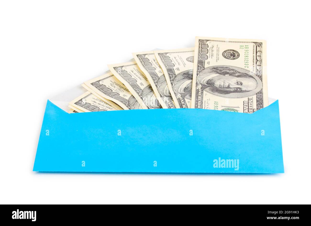Dollar banknotes in envelope isolated on white Stock Photo - Alamy