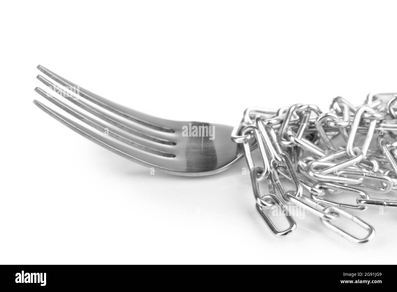 Fork with chain close-up isolated on white Stock Photo - Alamy