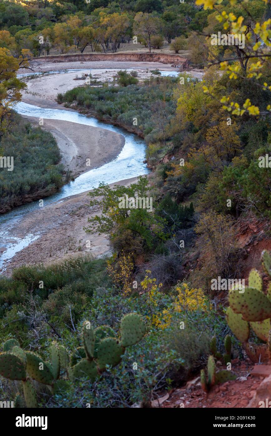 The Virgin River as it winds through the beautiful landscape of Zion ...
