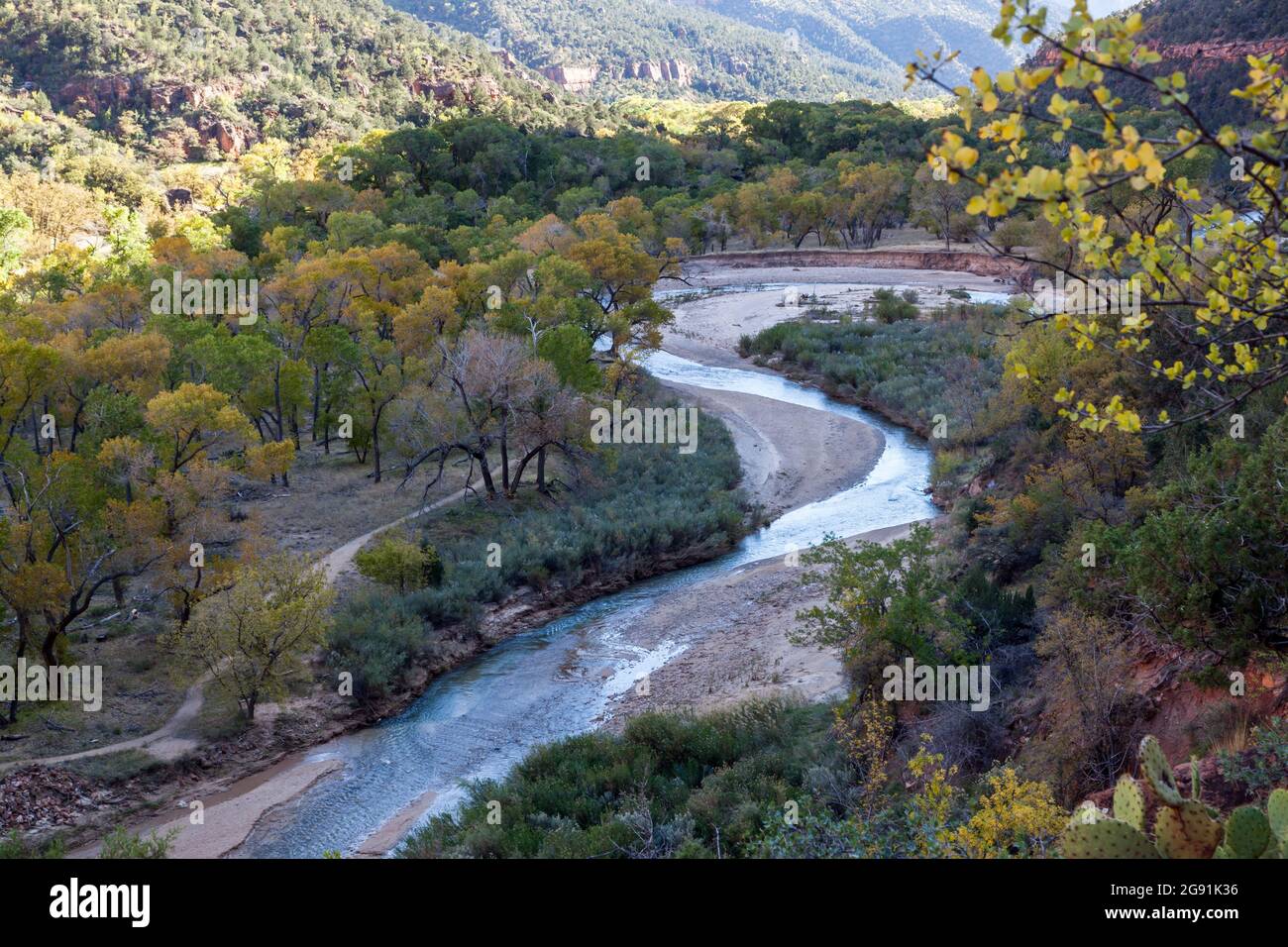 The Virgin River as it winds through the beautiful landscape of Zion ...