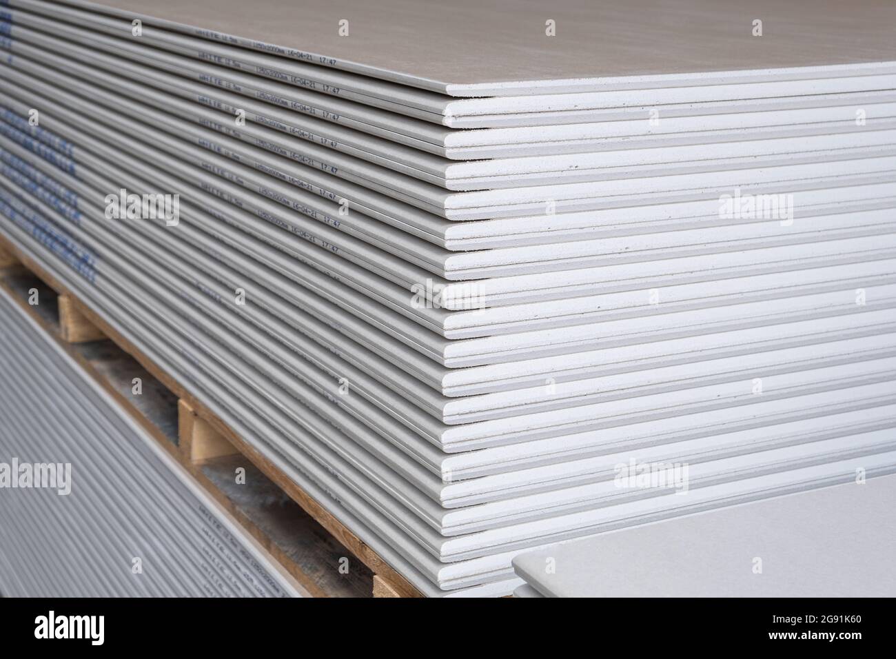 The stack of WHITE Standard Gypsum board panel. Plasterboard. Panel ...