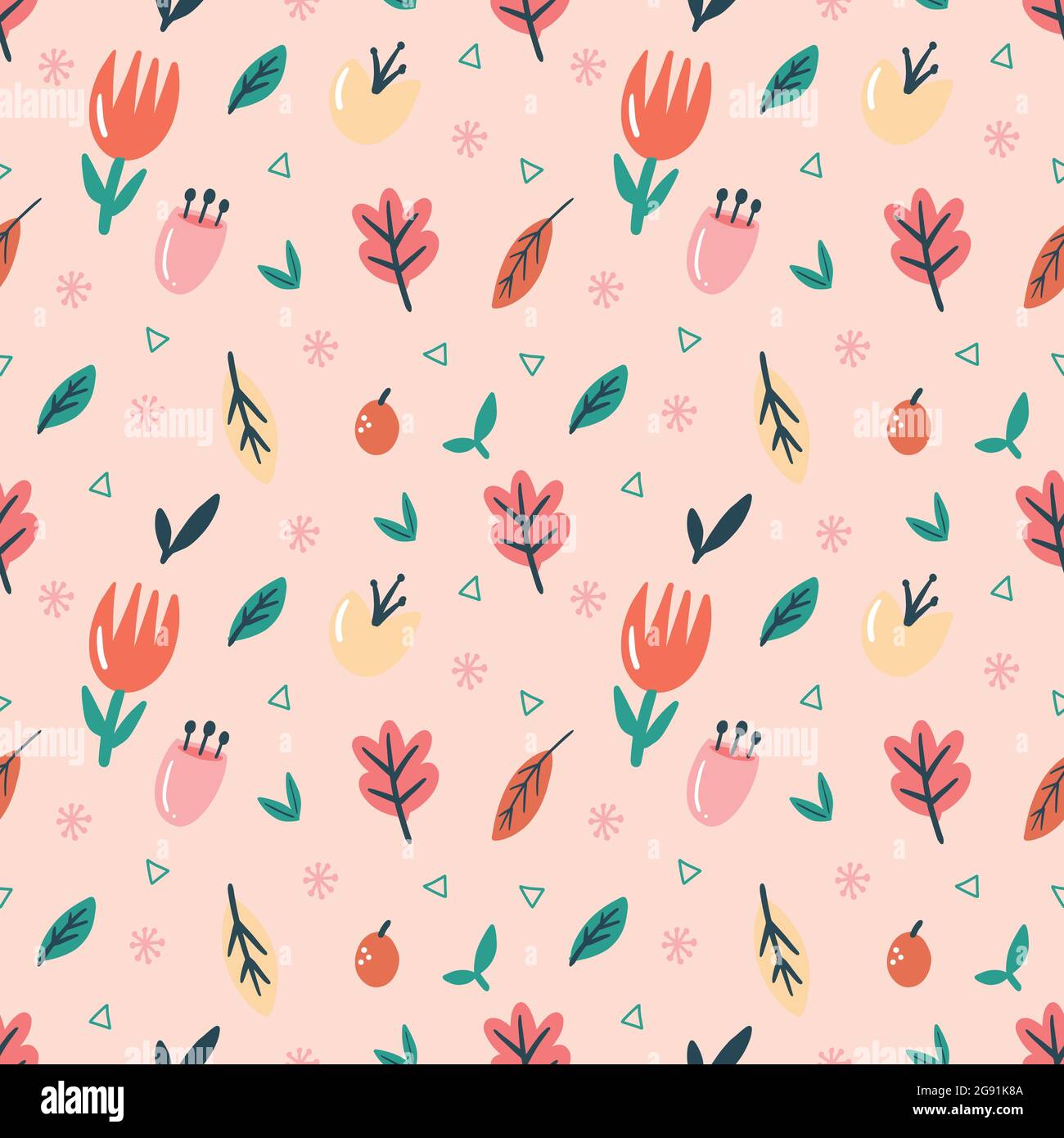 collection set of leaf plants and flowers pattern Stock Vector Image ...