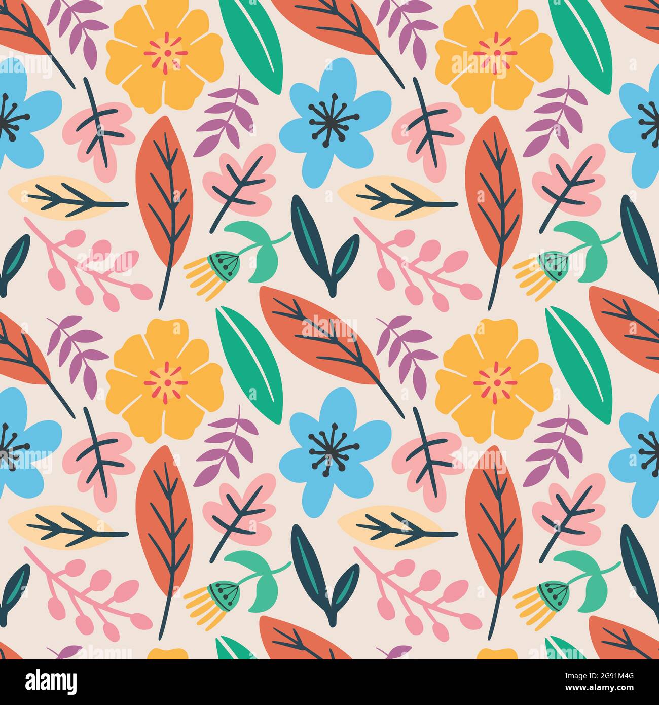 collection set of leaf plants and flowers pattern Stock Vector Image ...