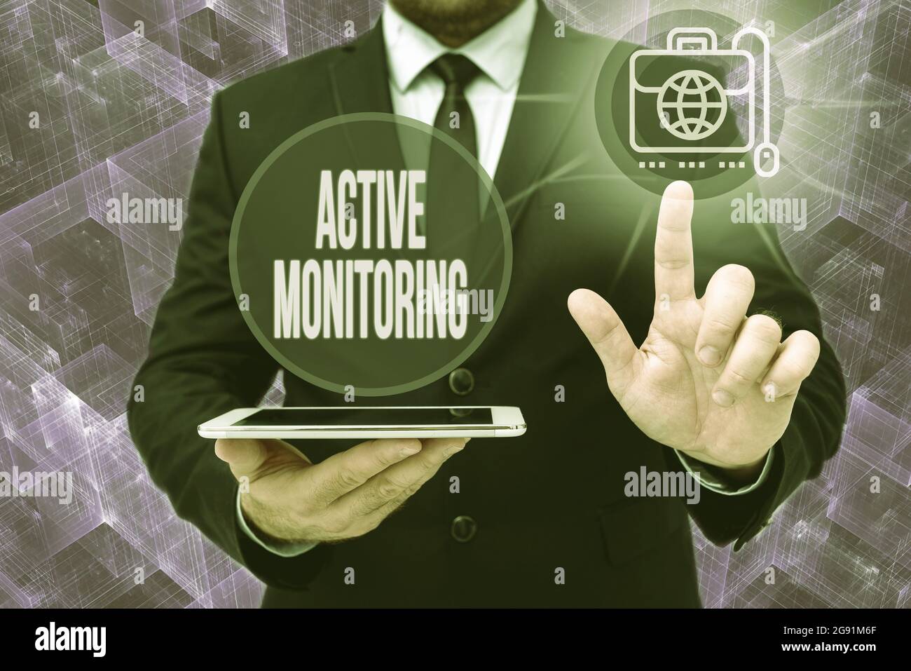 Conceptual display Active Monitoring. Business idea person incharge go ...