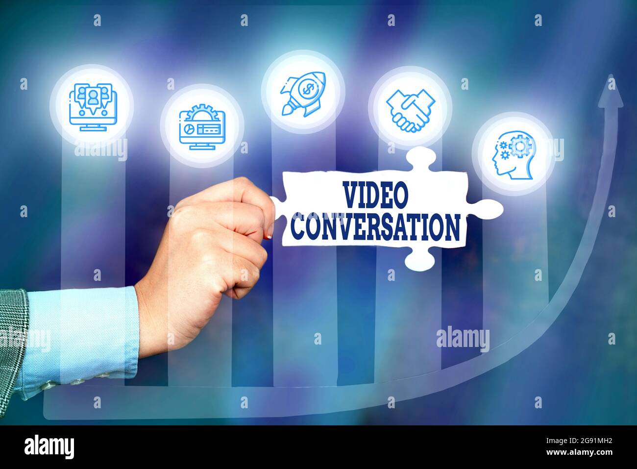 Hand writing sign Video Conversation. Concept meaning Communicating ...