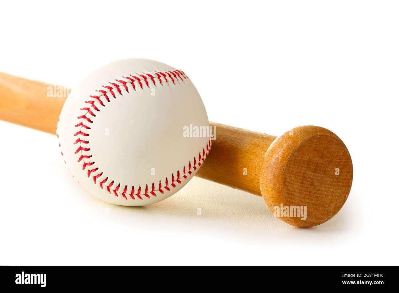 baseball ball and bat isolated on white Stock Photo - Alamy