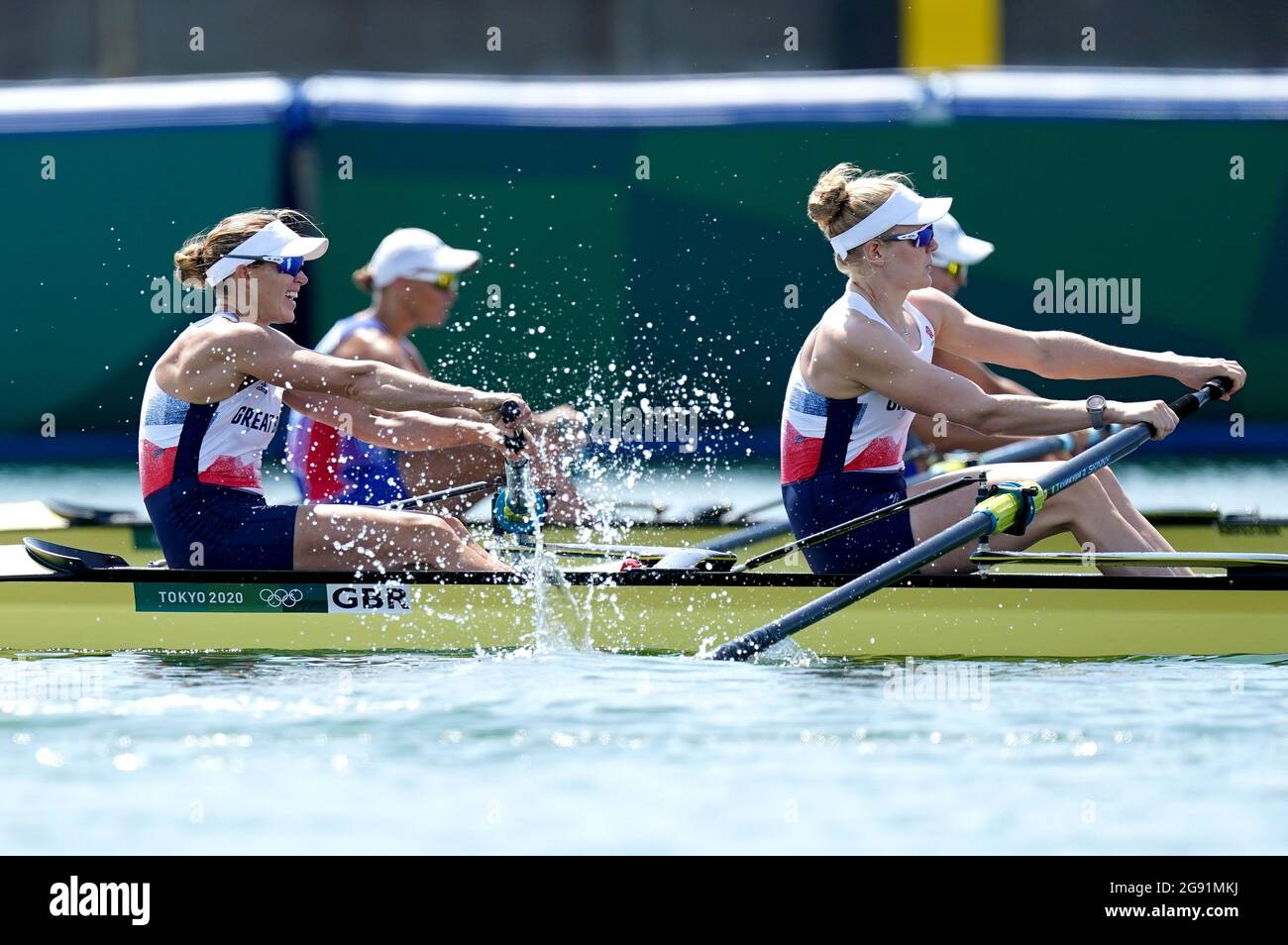 Great Britain's Helen Glover and Polly Swann in action during the Women ...