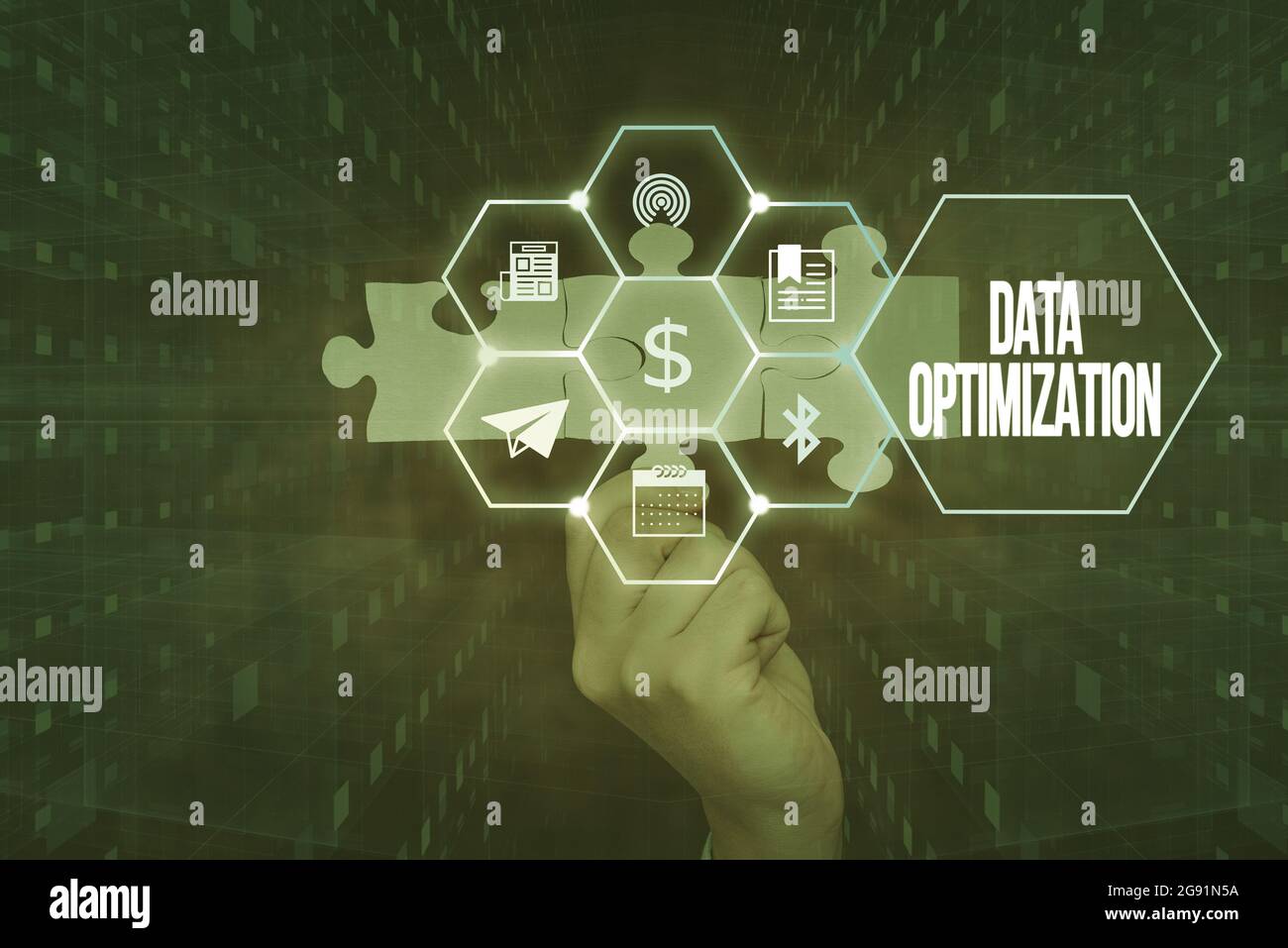 Writing displaying text Data Optimization. Business concept process ...