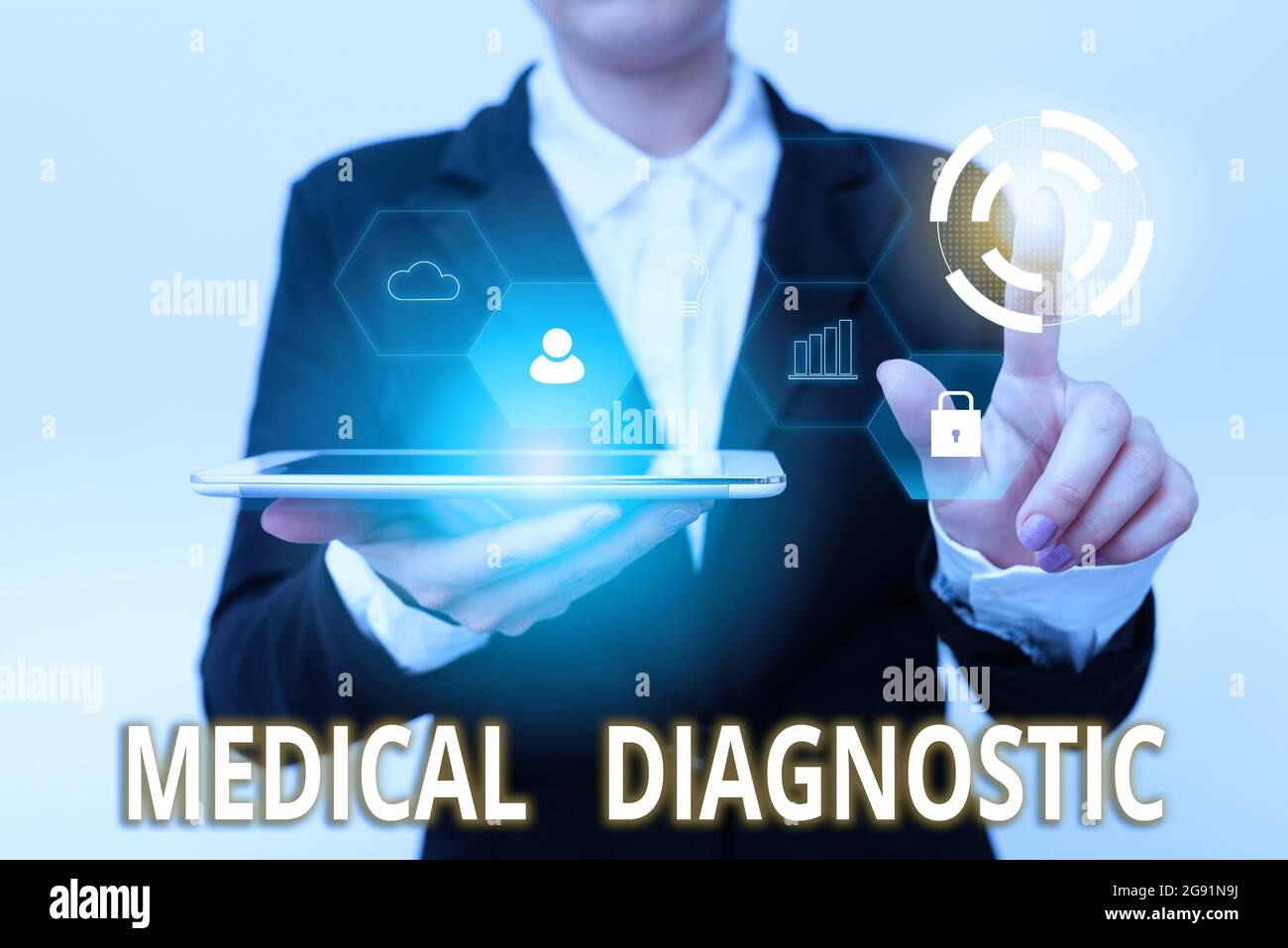 Hand writing sign Medical Diagnostic. Word for detection of diseases or ...