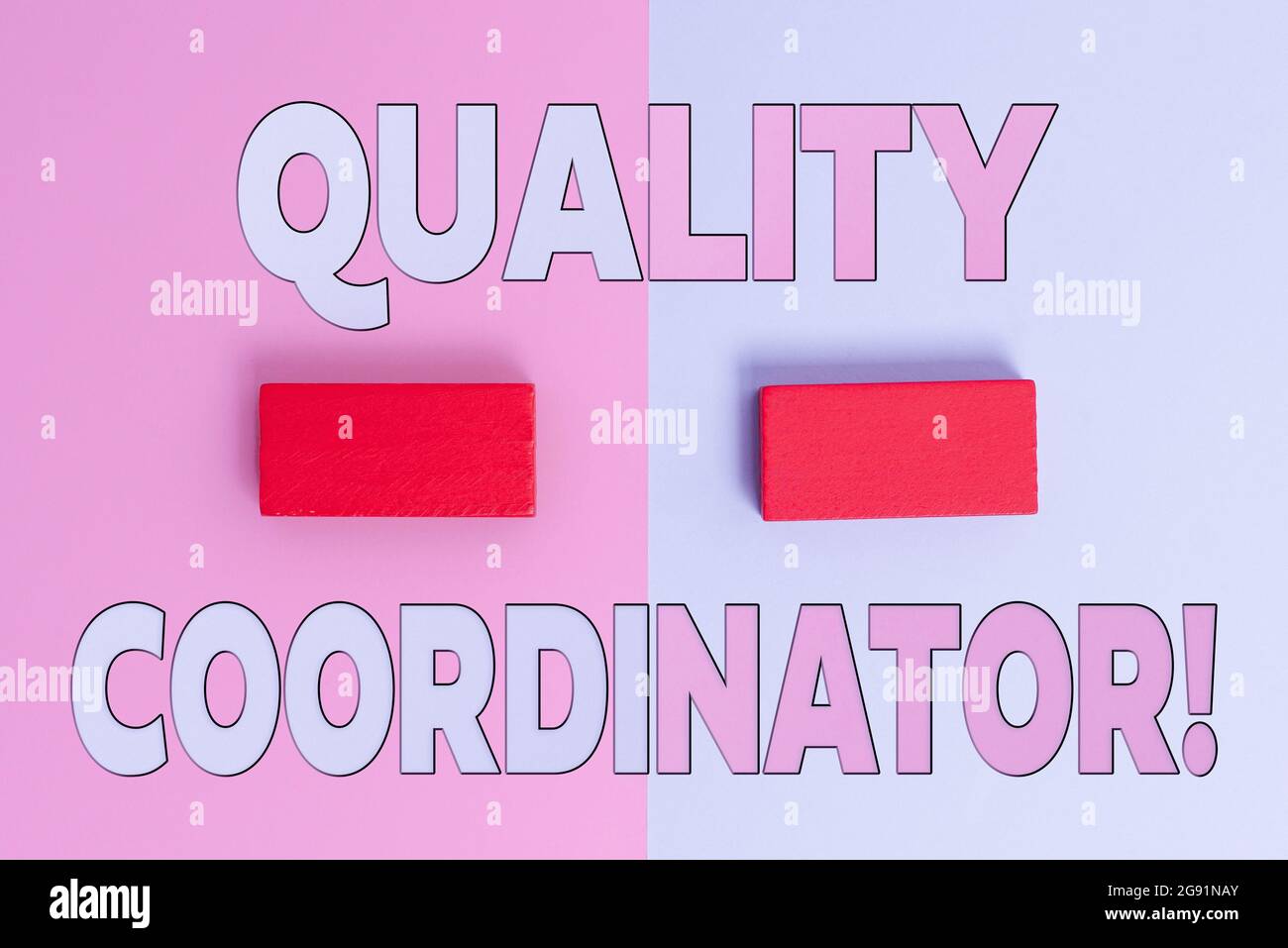 Handwriting text Quality Coordinator. Business showcase monitor and ...