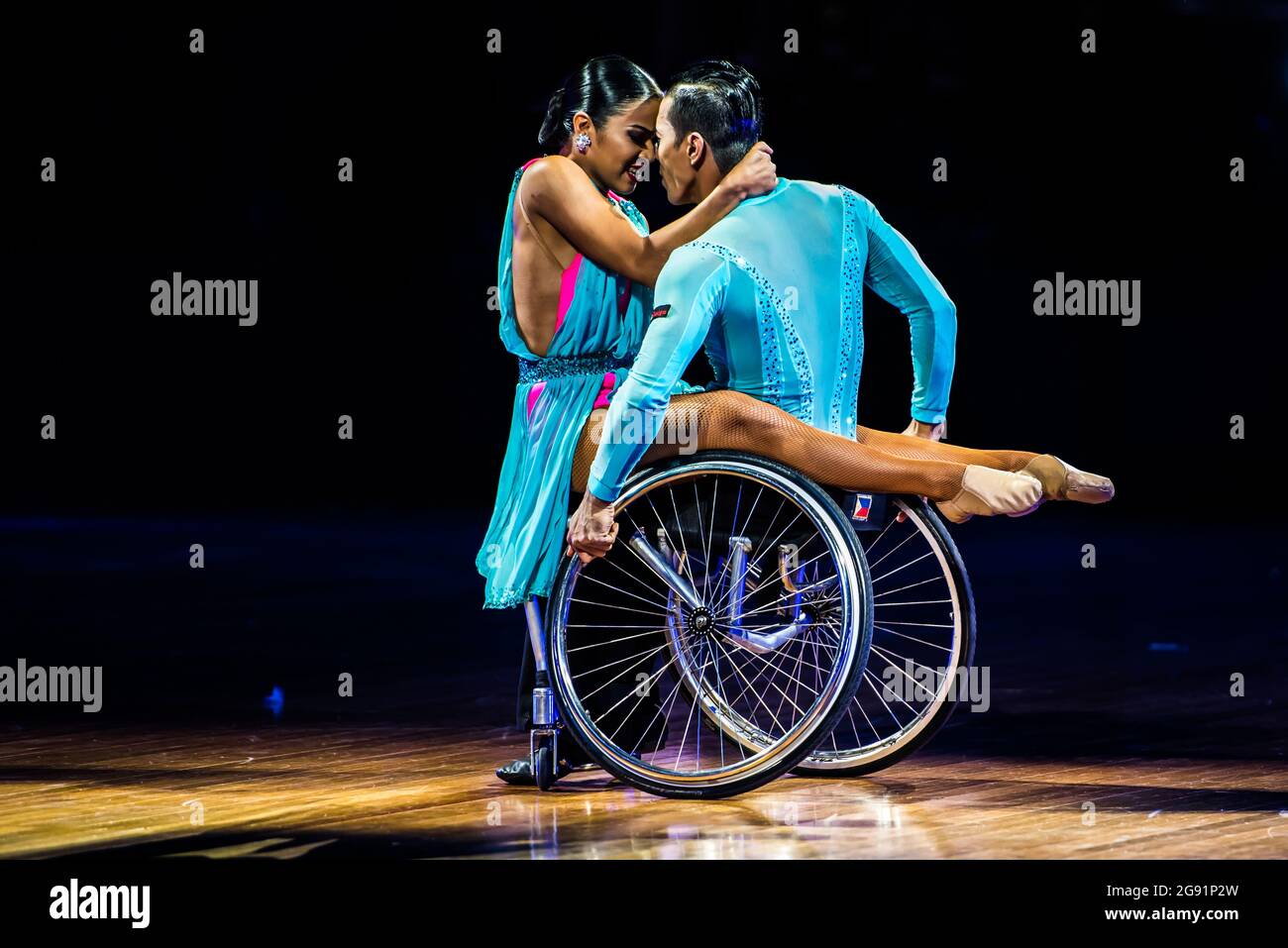 World Para Dance Sport champions Julius Obero and Rhea Marquez are seen dancing sensual rhumba ...