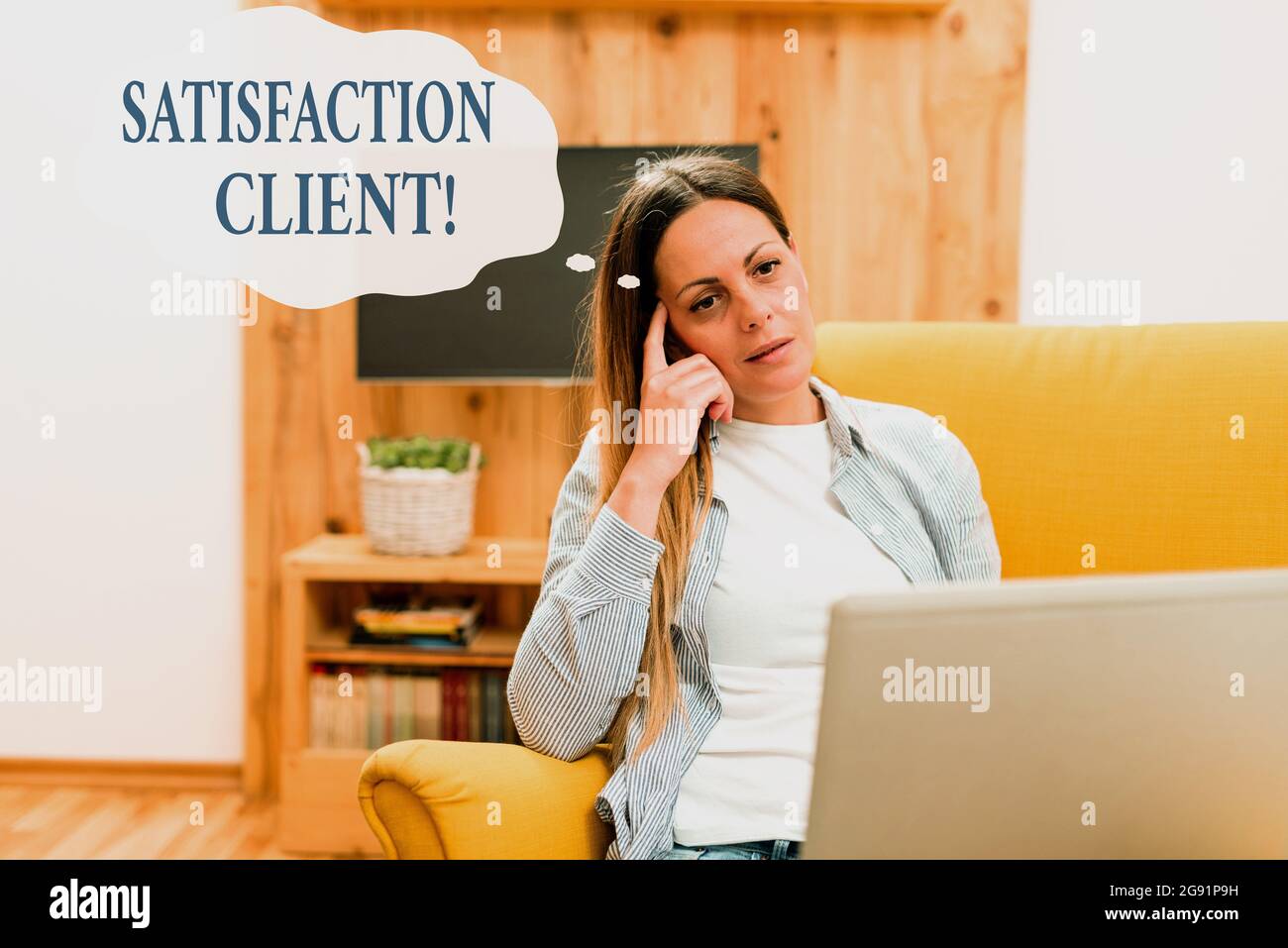 Hand writing sign Satisfaction Client. Business showcase benefits which ...