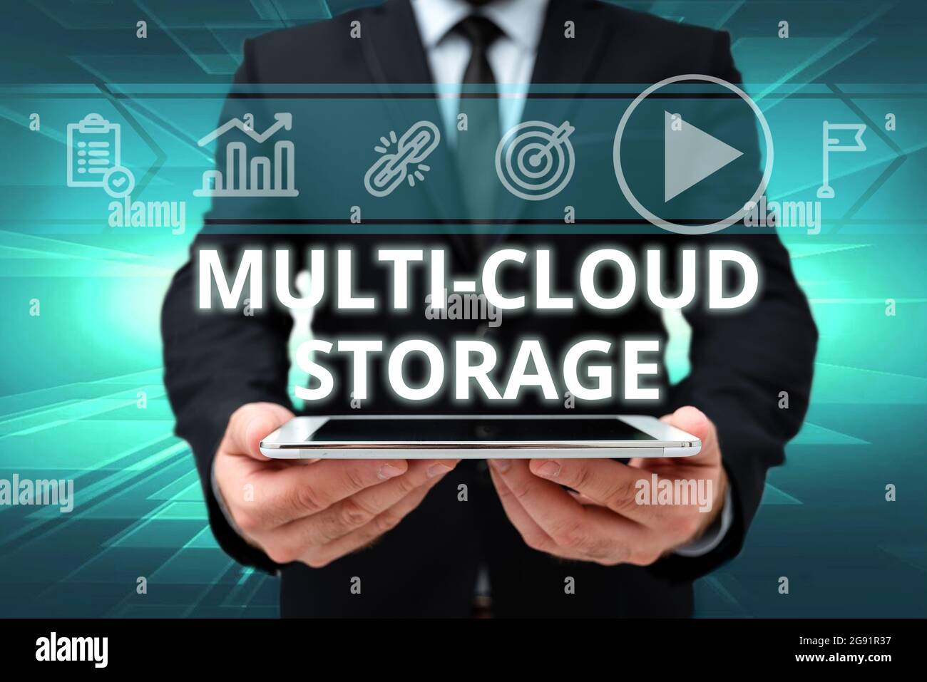 Sign displaying Multi Cloud Storage. Business concept use of multiple cloud computing and ...