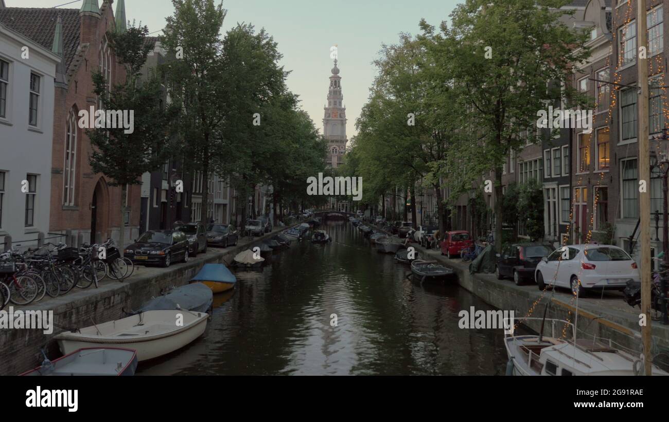 Amsterdam city view with canal and Zuiderkerk Stock Photo - Alamy