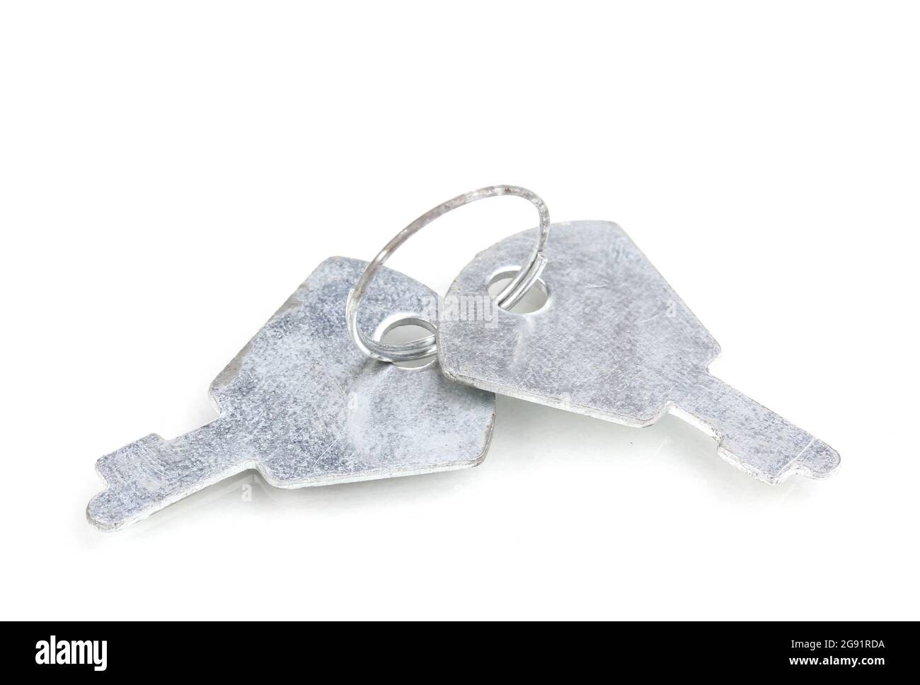 Two keys on metal ring isolated on white Stock Photo - Alamy