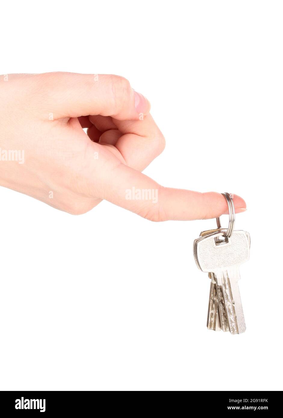 Keys in hand isolated on white Stock Photo - Alamy